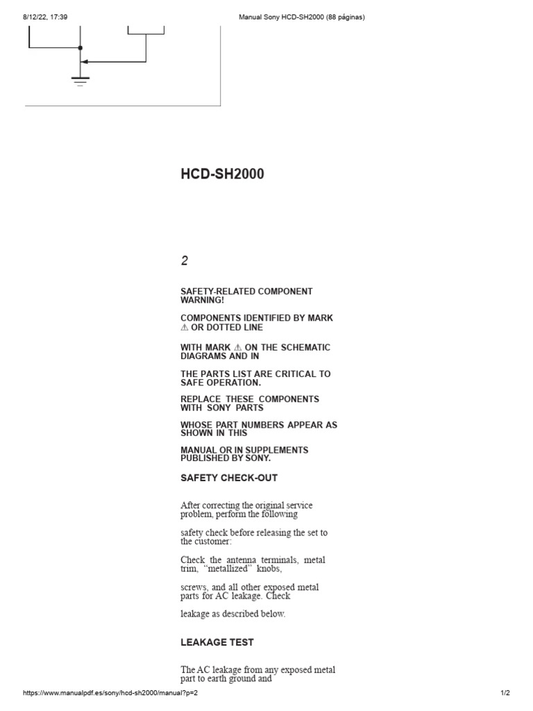 Manual Sony HCD-SH2000 (88 Páginas) | PDF | Electricity | Electrical Engineering
