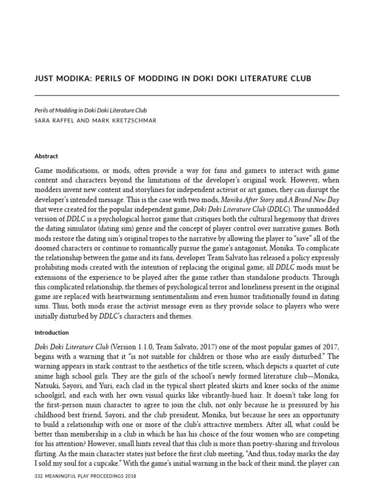 Perils of Modding in Doki Doki Literature Club | PDF