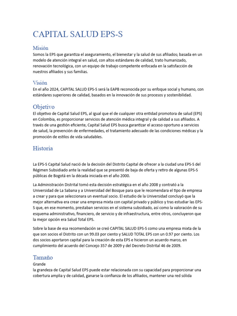 Capital Salud Eps | PDF | Negocios