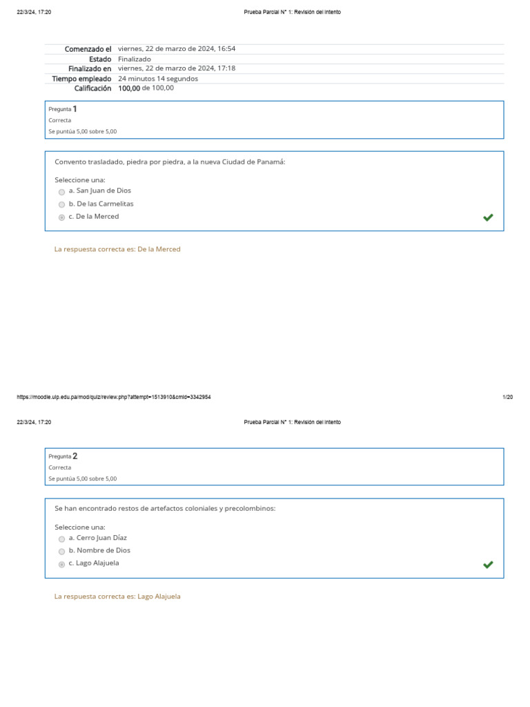 Prueba Parcial #1 Historia | PDF | Panamá