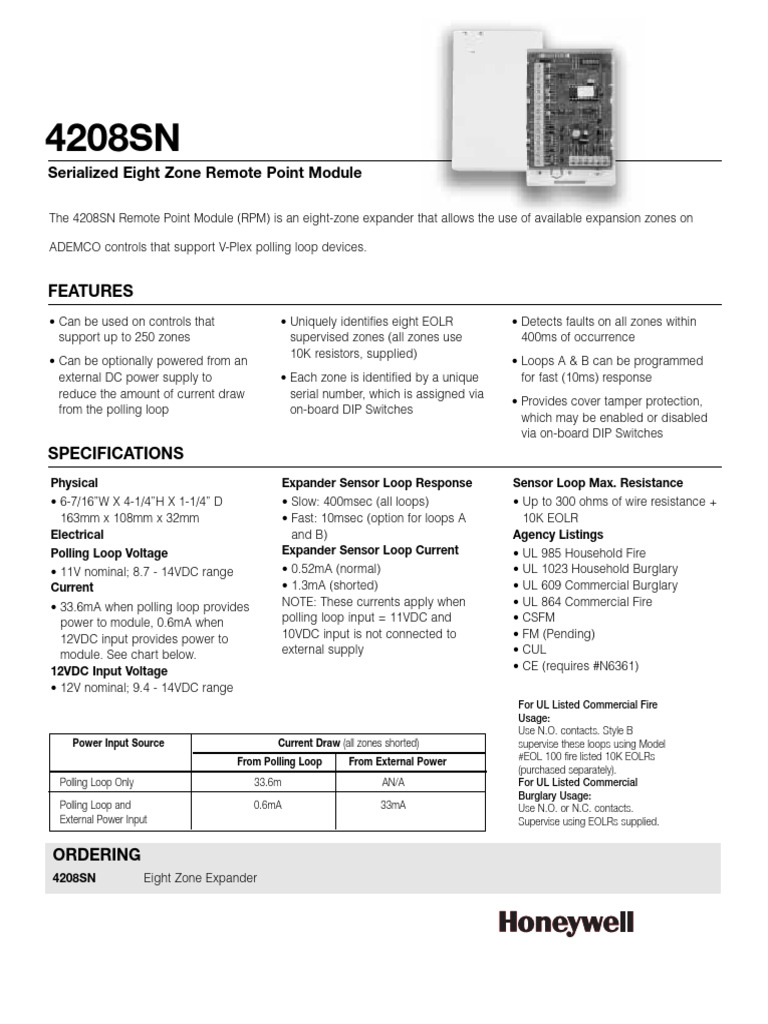 Módulo Extensión de 8 Zonas 4208U | PDF | Power Supply | Electrical ...