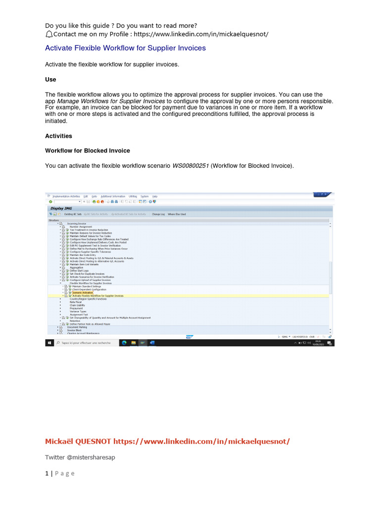 Activate Flexible Workflow For Supplier Invoices - Docx-1 | PDF