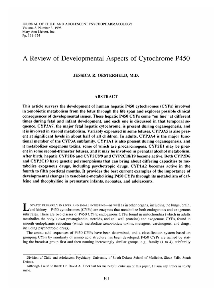 A Review of Developmental Aspects of Cytochrome P450 | PDF | Cytochrome P450