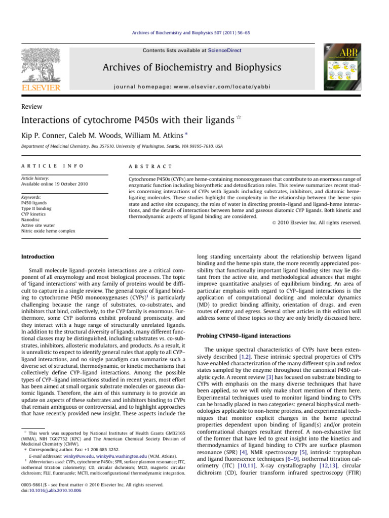Interactions of Cytochrome P450s With Their Ligands | PDF | Cytochrome P450 | Active Site