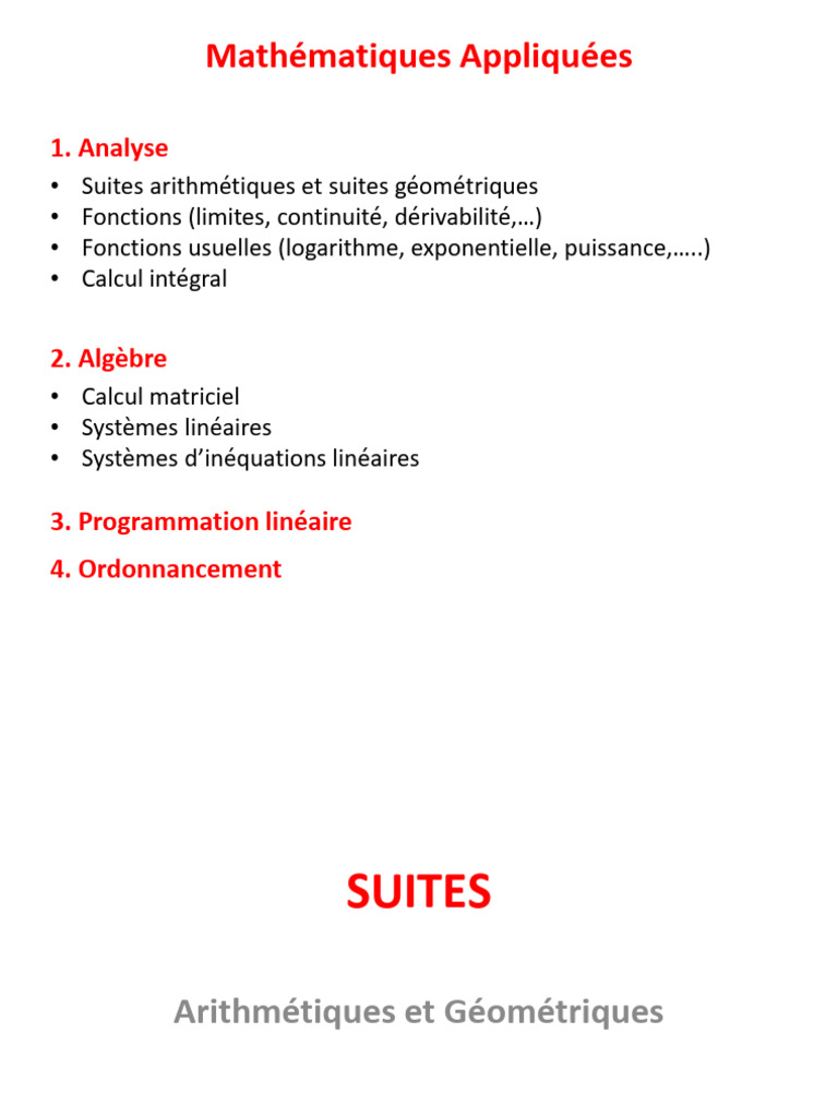 Suites Arithmétiques et Géométriques | PDF | Séquence | Arithmétique