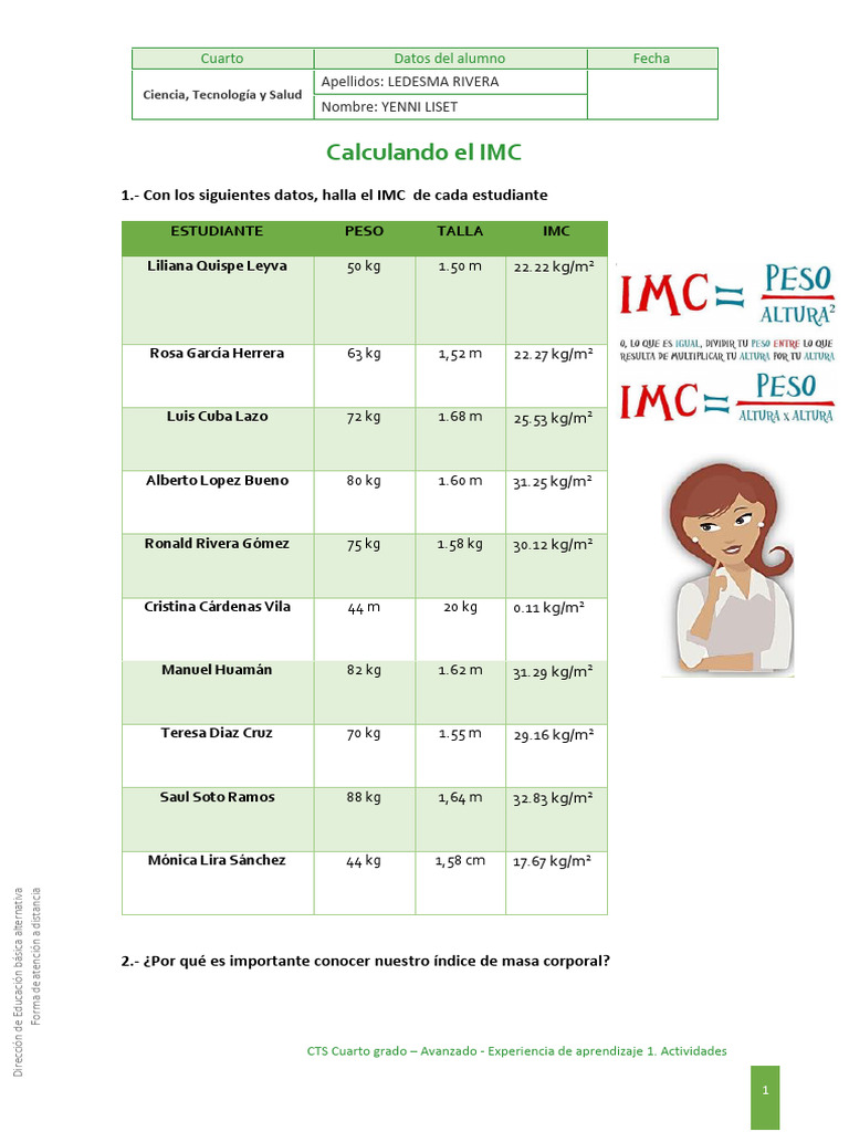Calculando IMC | PDF | Antropometría | Apariencia humana