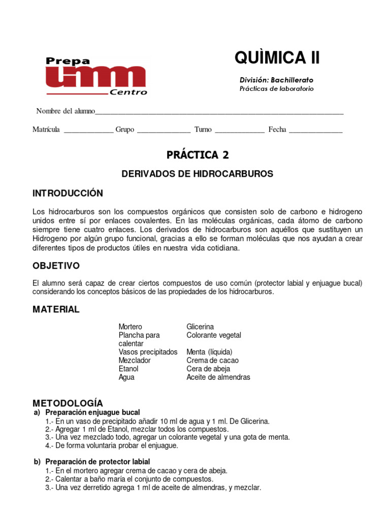 Practica 2 Q2 | PDF | Ester | Hidrocarburos