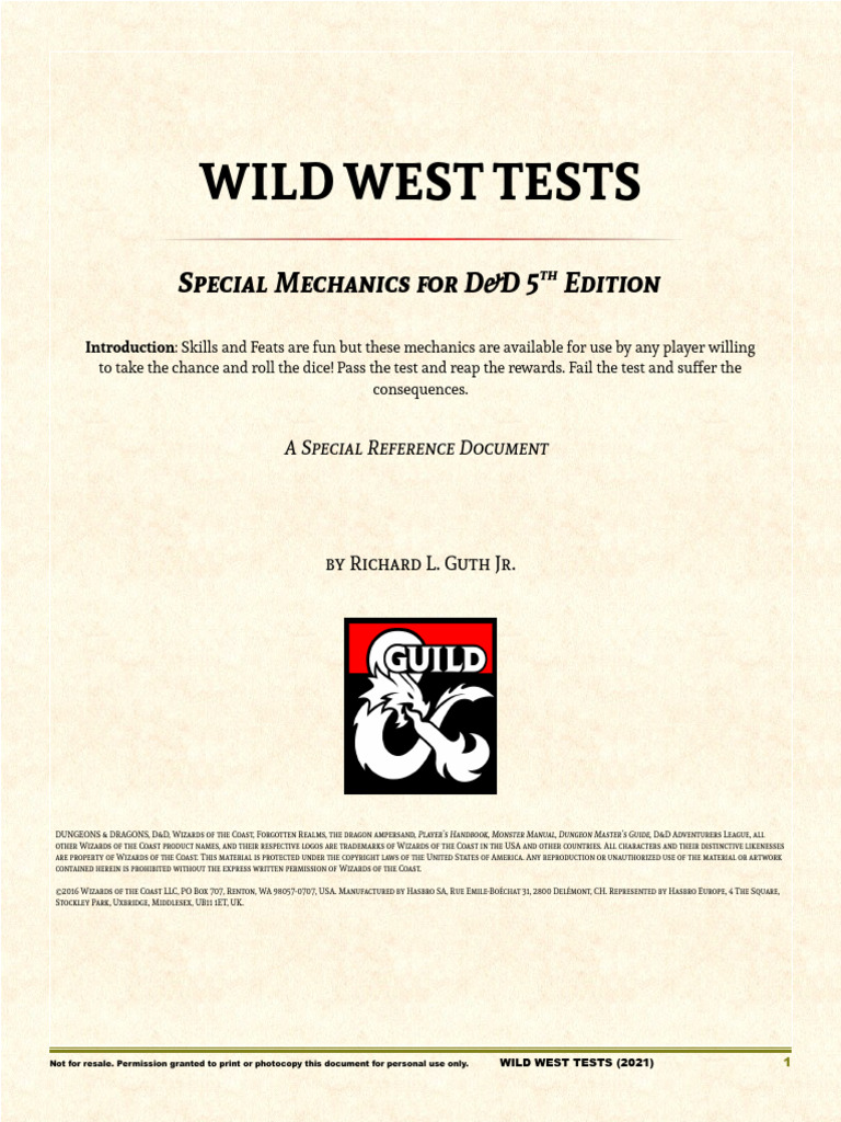 Wild West Tests | PDF