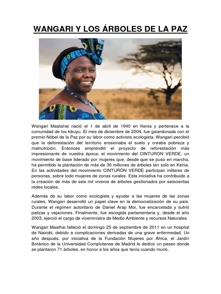 Wangari y Los Árboles de La Paz | PDF