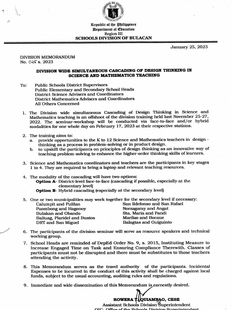 Div Memo No. 025 S. 2023 - 0001 | PDF