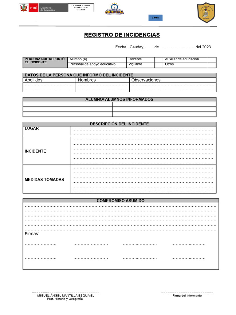 Registro de Incidencias - 2023 | PDF