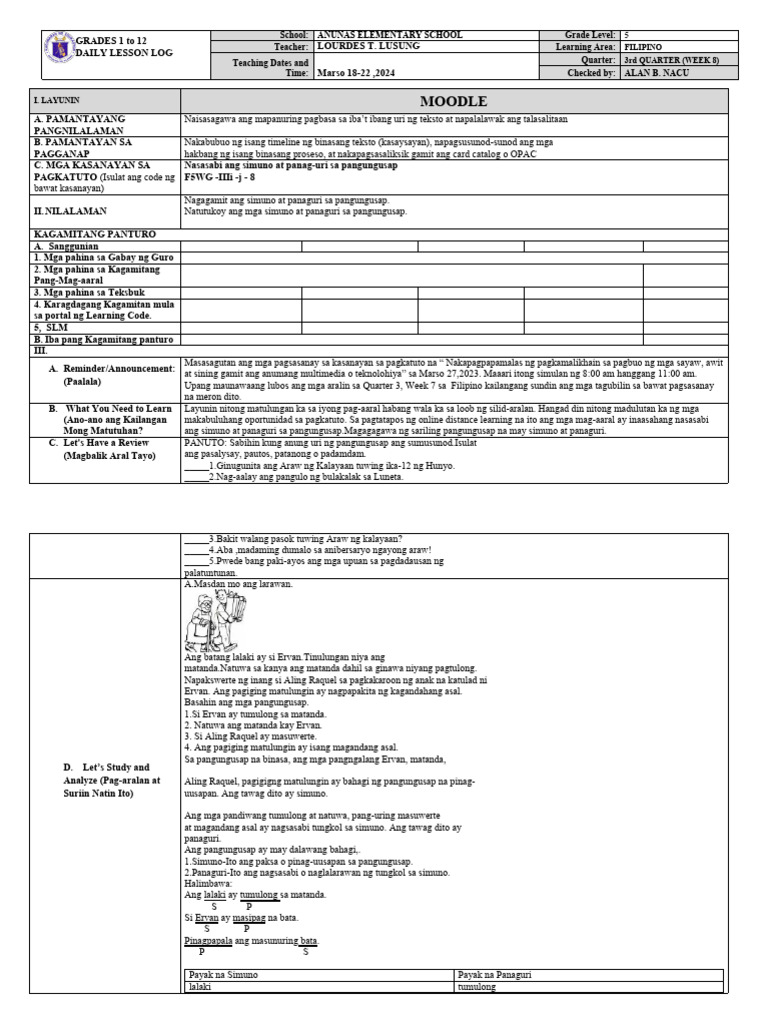 Filipino 5 Q3 W8 Online Distance Learning 3 18 24 | PDF