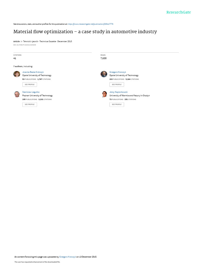 Material Flow Optimization | PDF | Logistics | Transport
