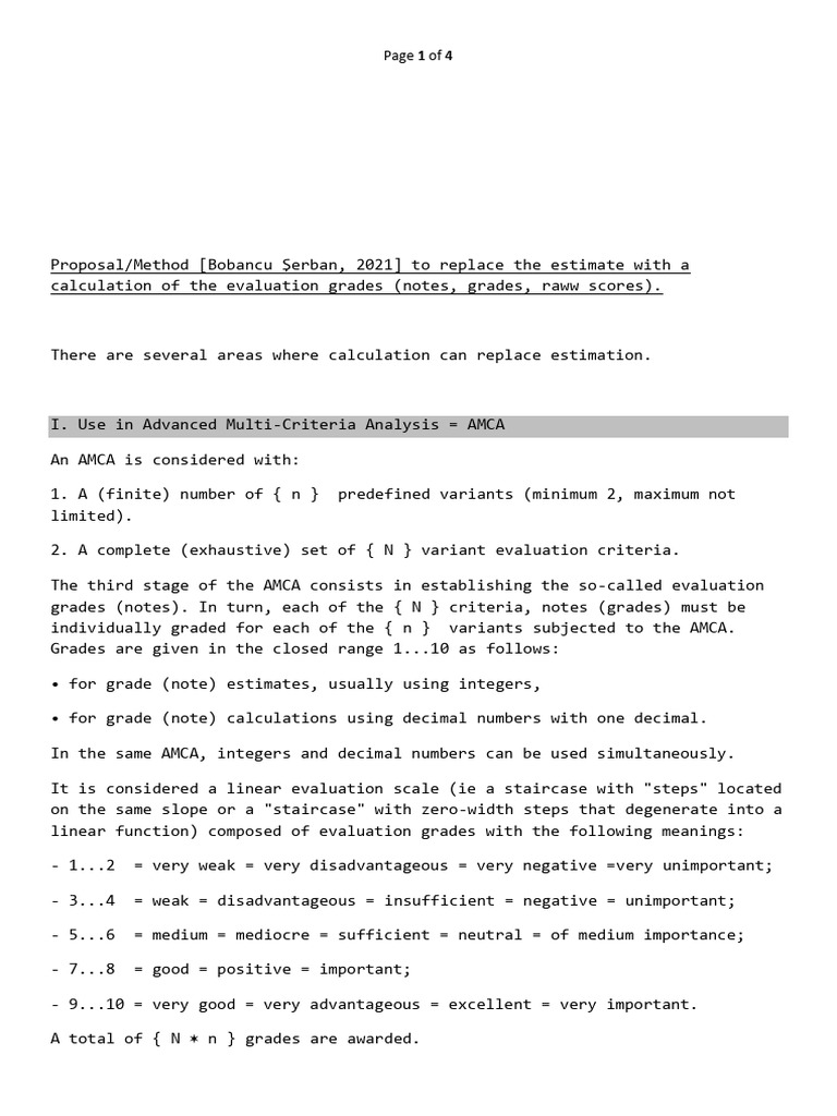 BOBANCU Şerban - Method of Calc Ulating Grades of Importance | PDF ...