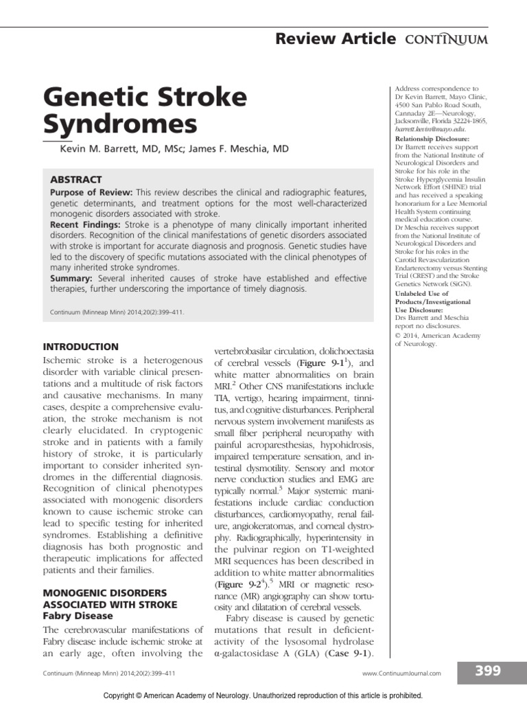 Genetic Stroke Syndromes.16 | PDF | Stroke | Clinical Medicine