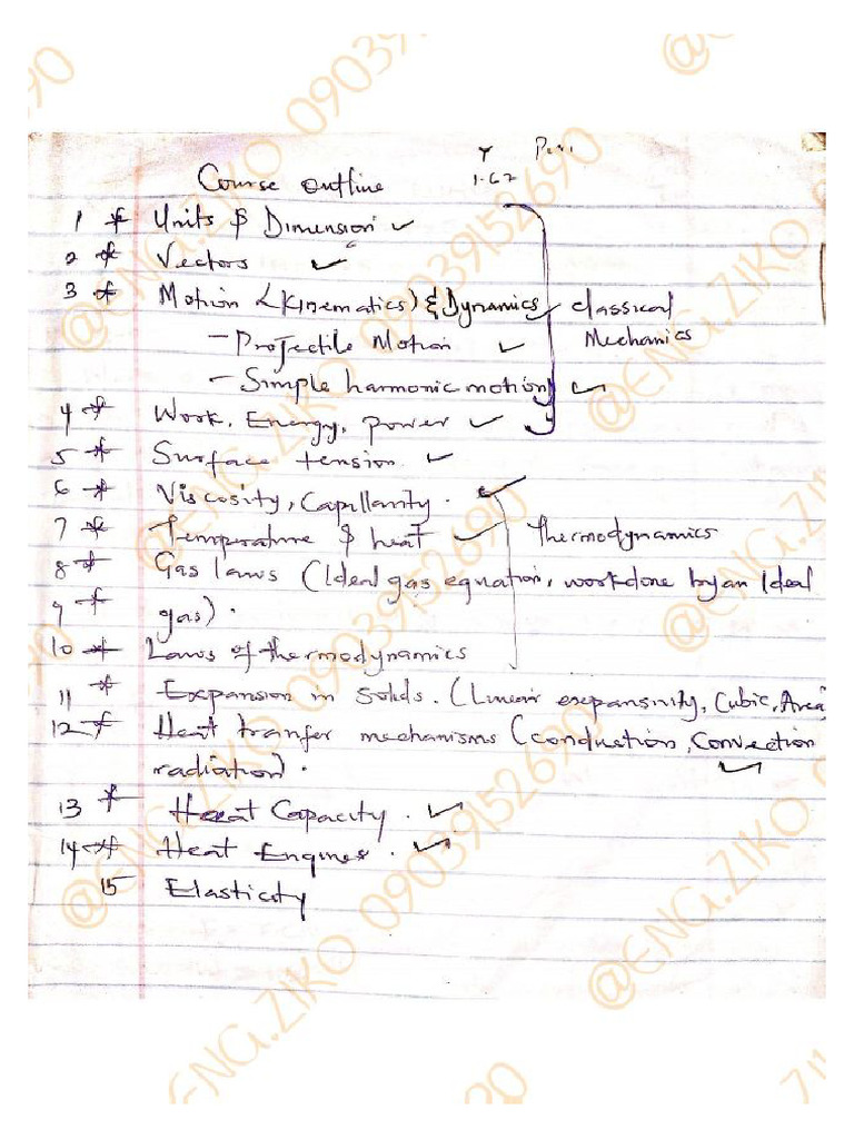 Phy 101 Note Eng Ziko | PDF