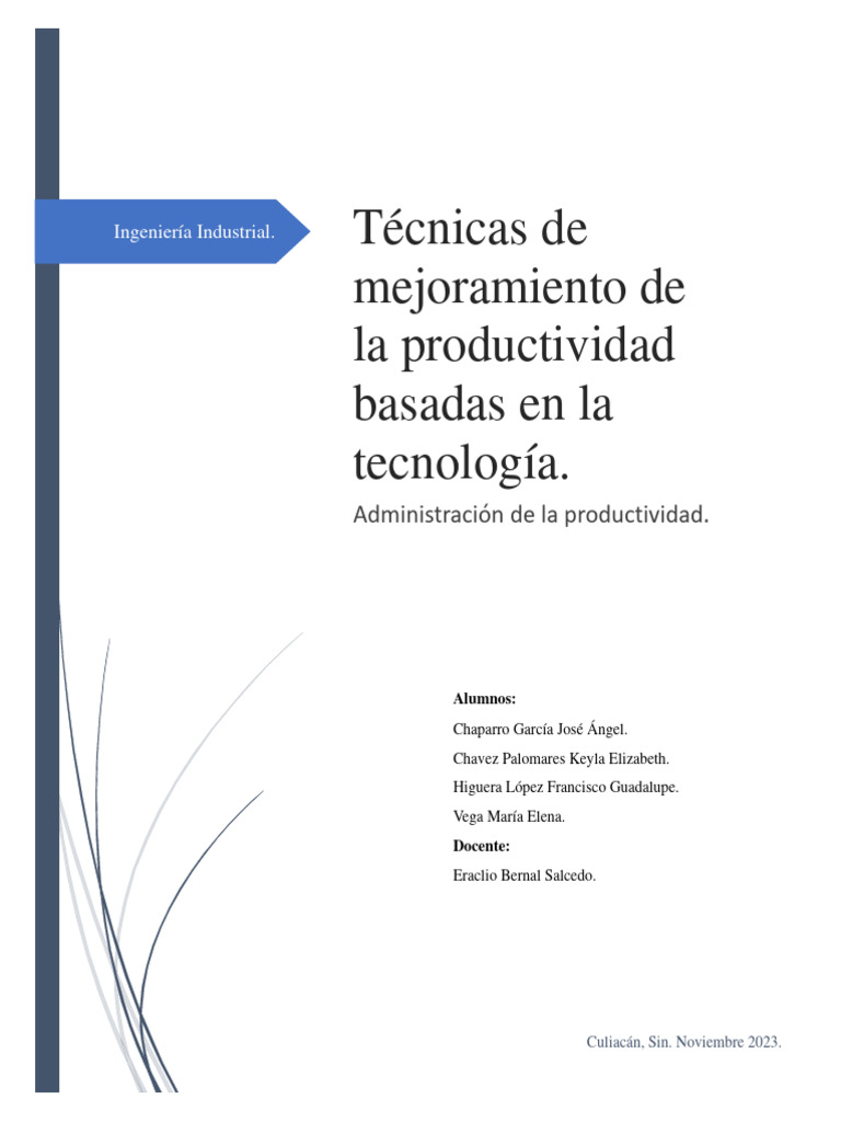 Tecnicas de Mejoramiento de La Productividad Basadas en La Tecnologia | PDF | Robot | Robótica