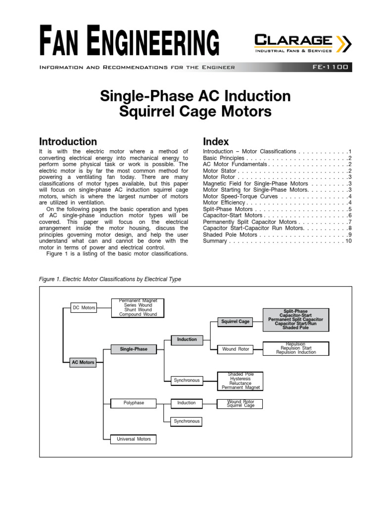 Single Phase AC Induction Squirrel Cage Motors FE 1100 | Download Free PDF | Electric Motor ...