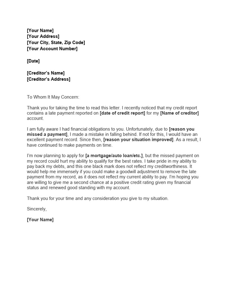 Goodwill Letter Template | PDF | Finance & Money Management