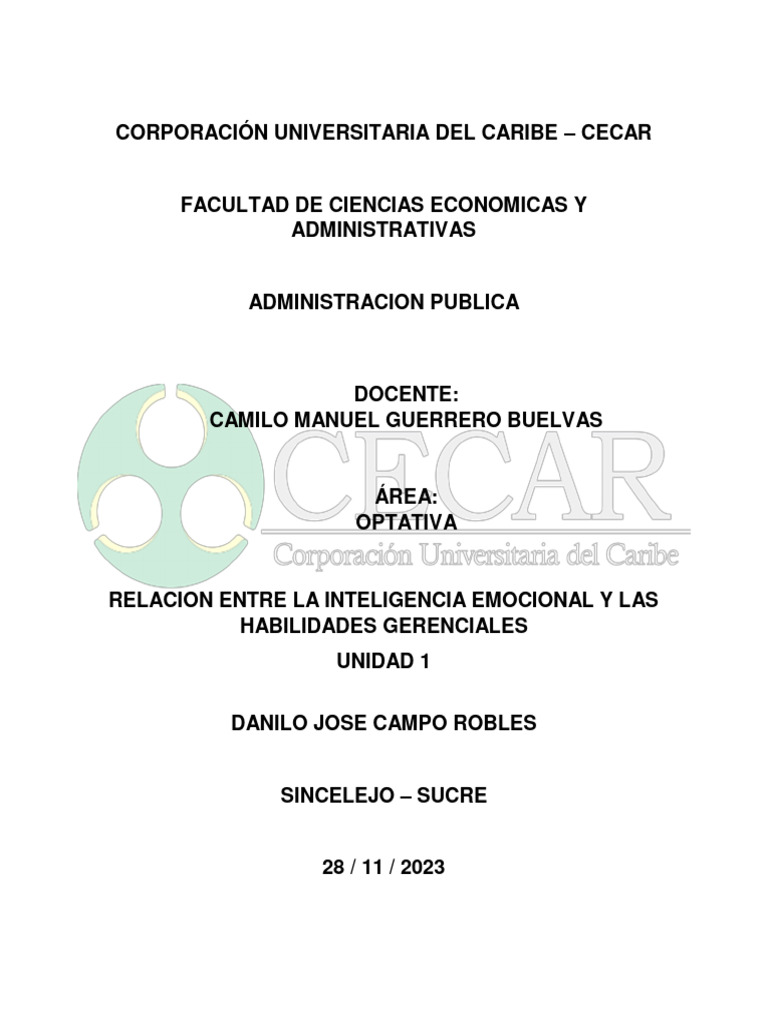 Corporación Universitaria Del Caribe (Cecar) | PDF | Inteligencia ...