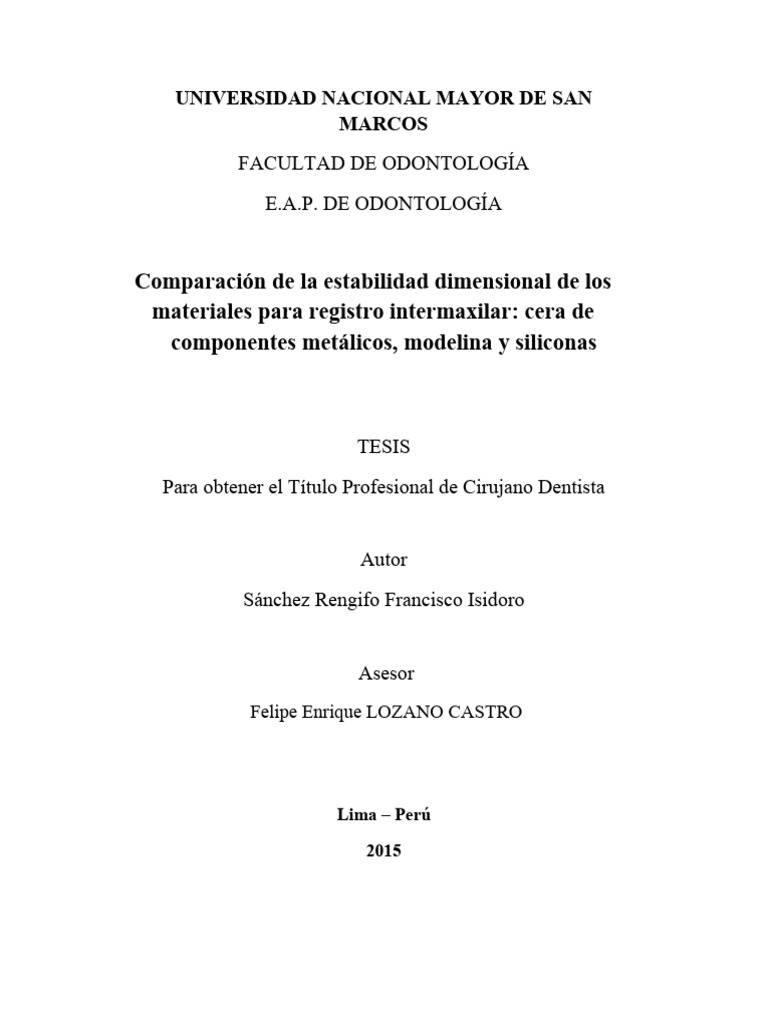 Comparación de La Estabilidad Dimensional de Los Materiales para ...