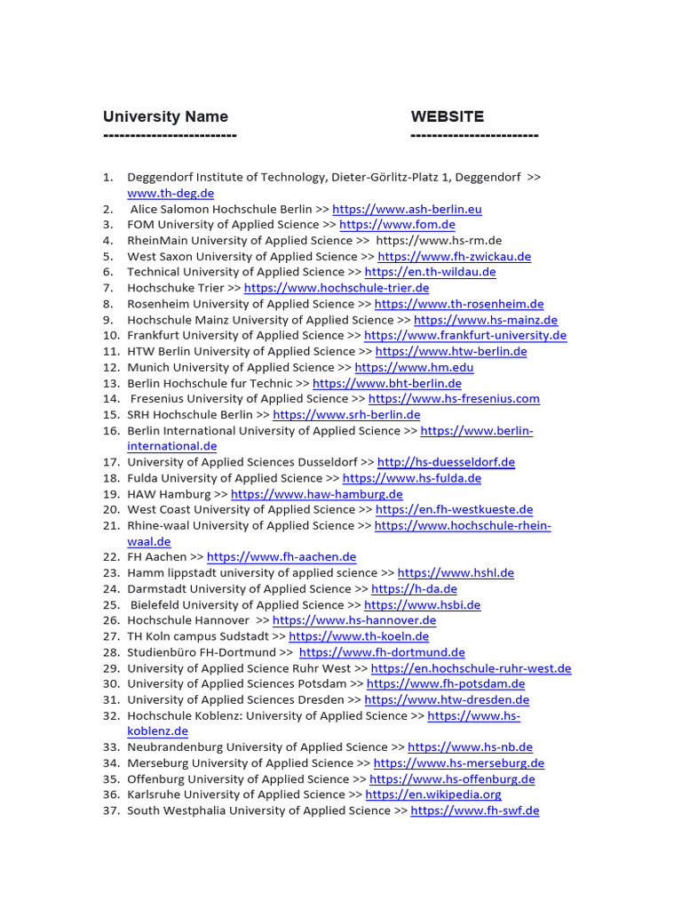 German Universities Directory | PDF