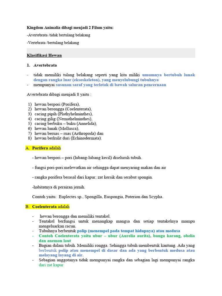Kingdom Animalia | PDF | Kajian Bahasa Asing | Griya & Taman