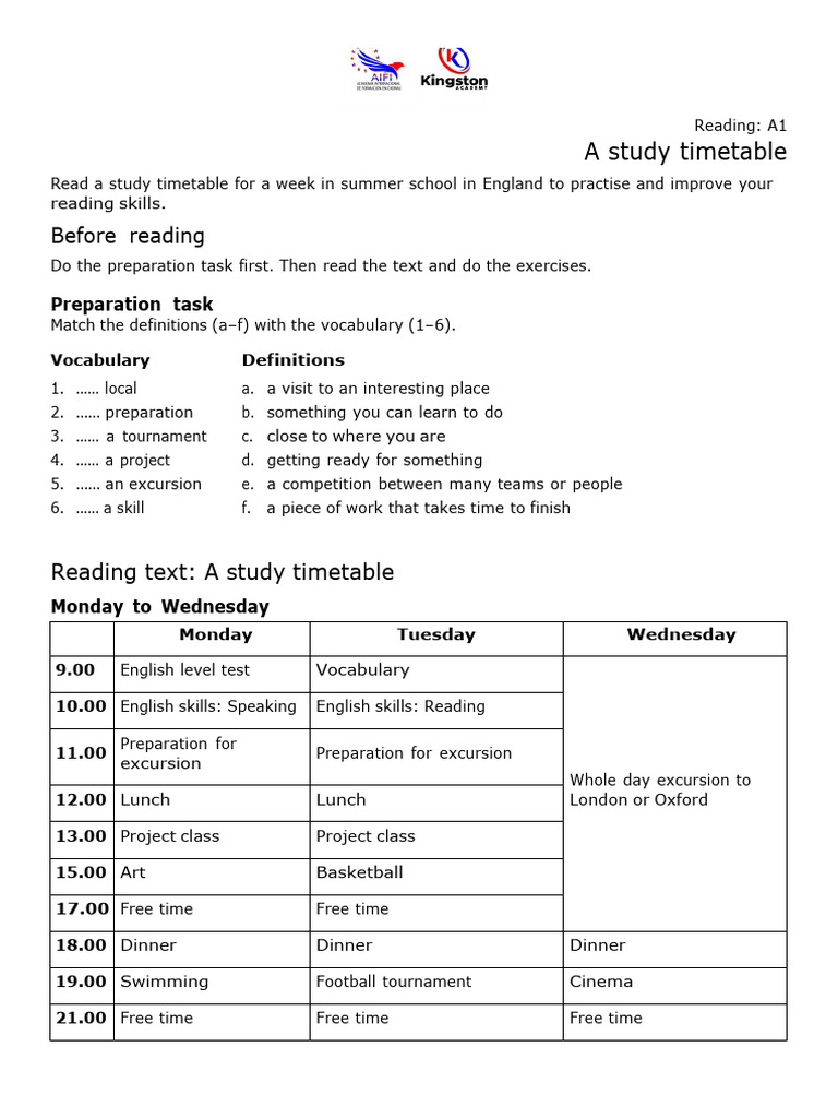 Readind Comp Exercises A1 | PDF