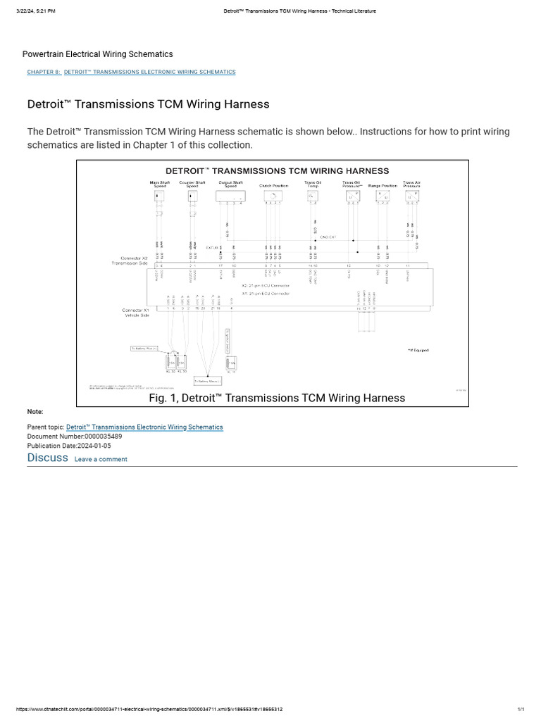 Detroit™ Transmissions TCM Wiring Harness | PDF