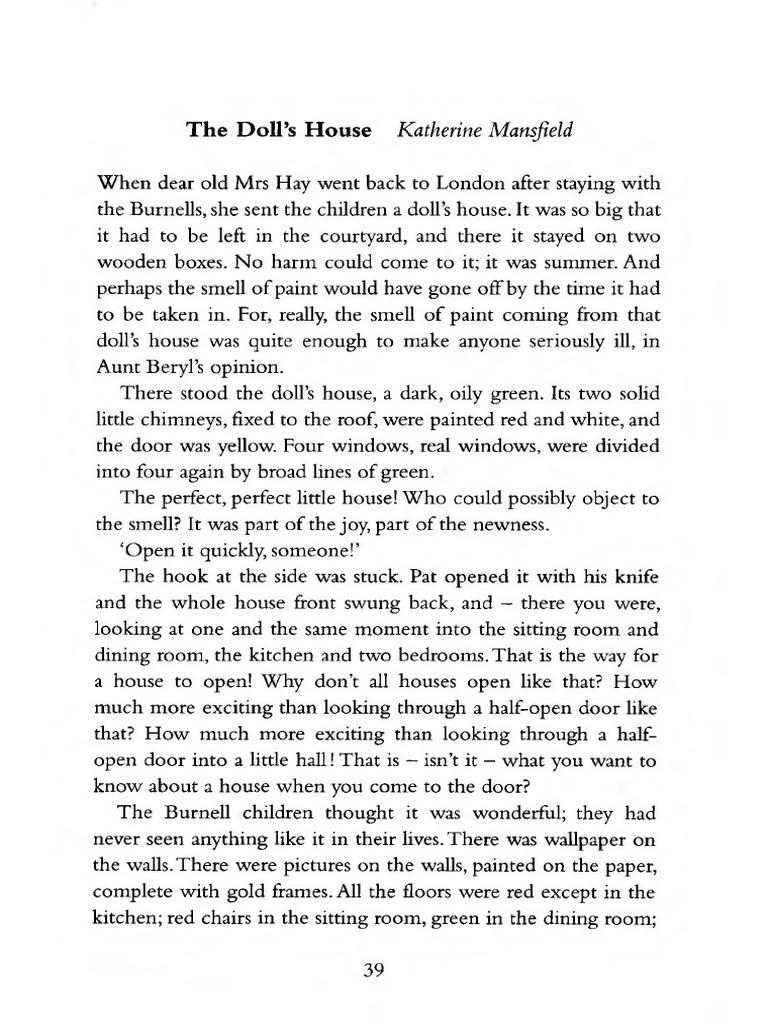 The Doll's House - Katherine Mansfield | PDF | Art | Mystery, Thriller ...