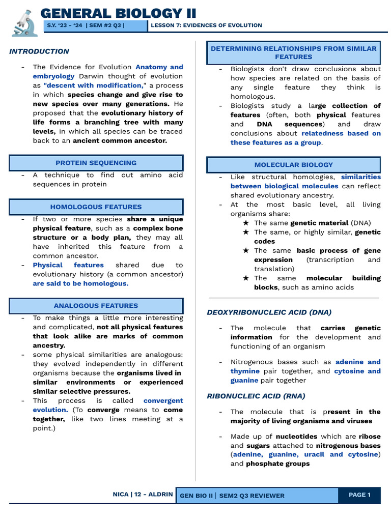 Gen Bio 2 Lesson 7 | PDF | Rna | Dna