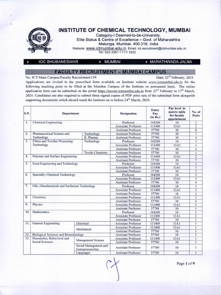Faculty Advertisement 2024 (Main Campus) | PDF