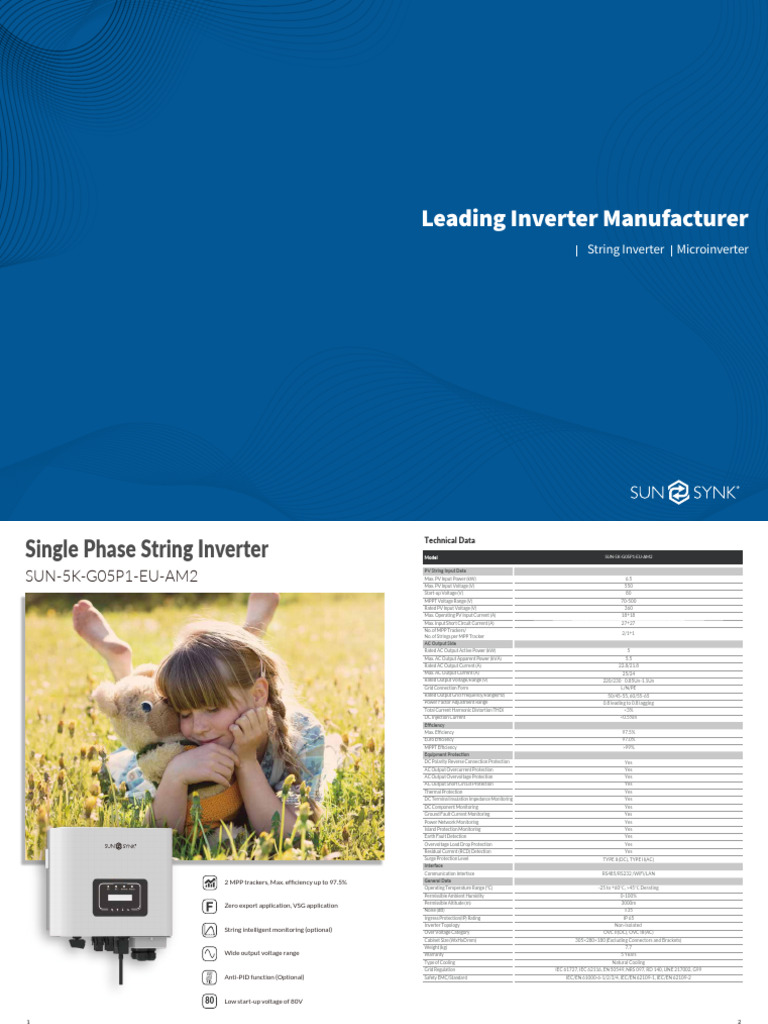 Datasheet SUNSYNK V1.0 | PDF | Alternating Current | Power Supply