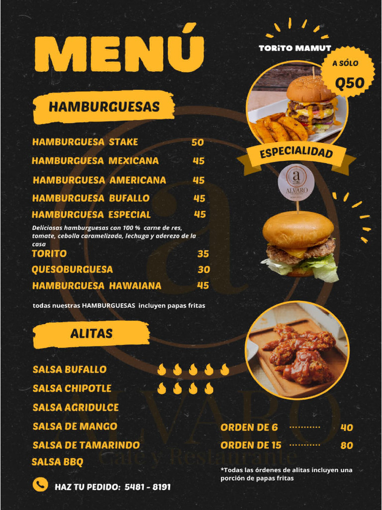 Menu Restaurante Alvaro. | PDF