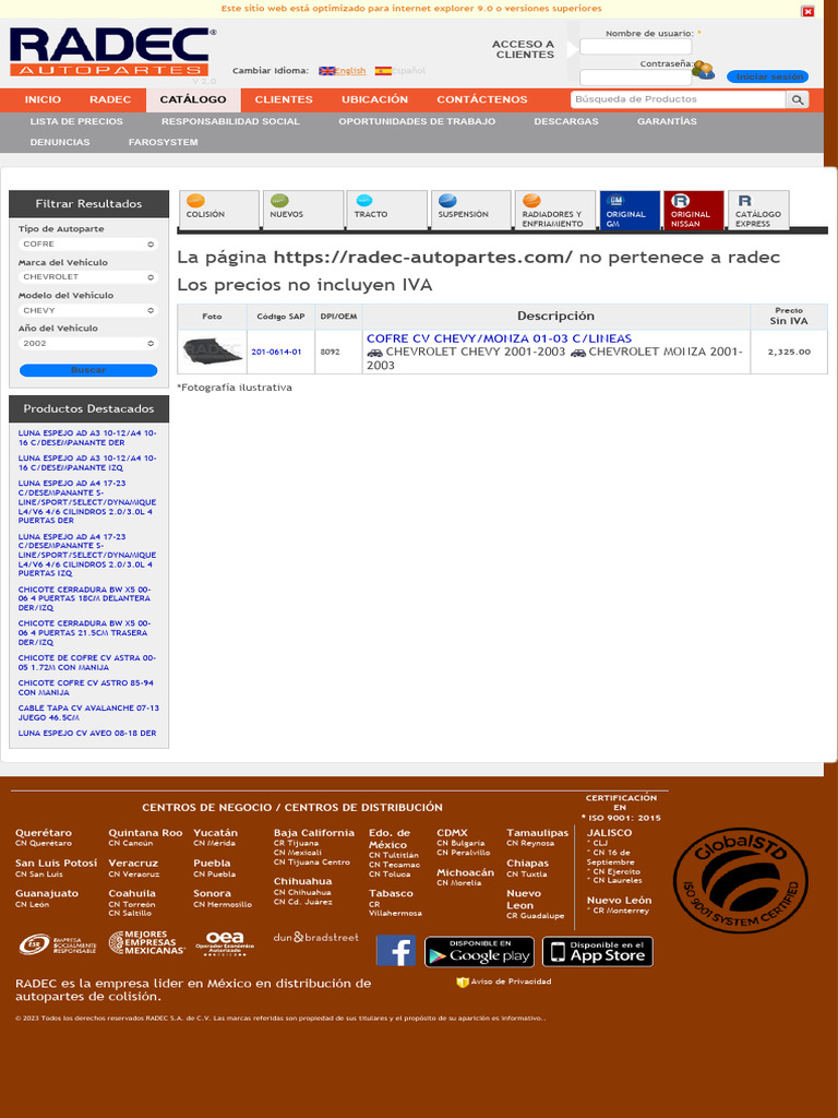 RADEC S.A. de C.V 8 | PDF | Tecnologías automotrices | Fabricantes de ...