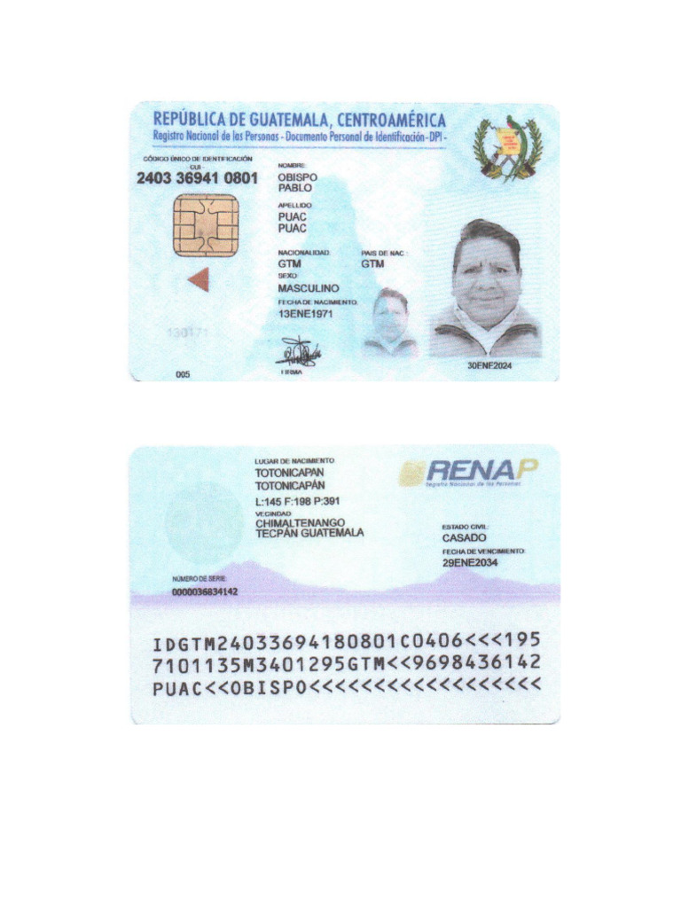 Dpi Pablo Puac Anverso y Reverso | PDF