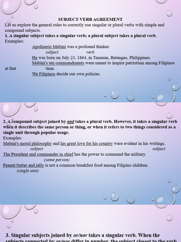 Lesson 8 Subject-Verb Agreement | PDF | Grammatical Number | Linguistic ...