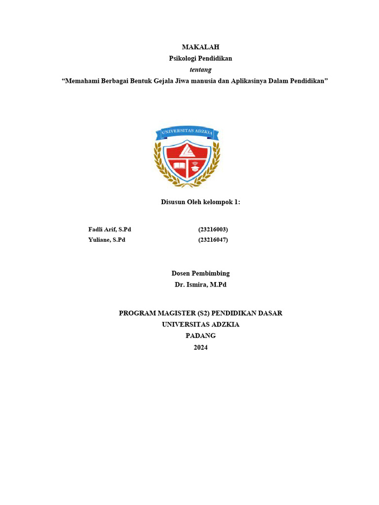 Makalah Psi. Pendidikan Kelp. 1 | PDF