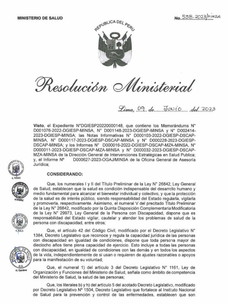 Resolución Ministerial #558-2023-MINSA | PDF