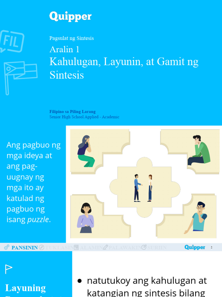 PPT - FPL 11 - 12 Q1 0401 - Kahulugan Layunin at Gamit NG Sintesis | PDF