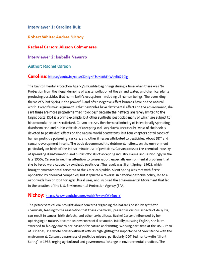 Entrevista A Rachel Carson | PDF | Pesticide | Environmental Issues
