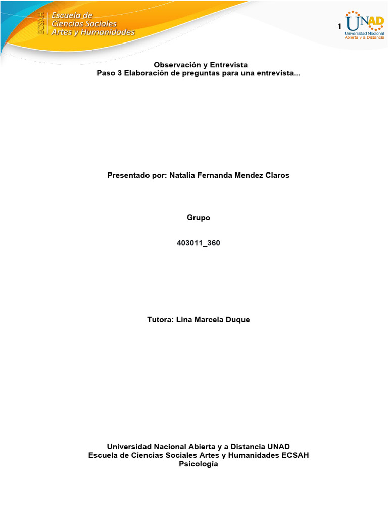 Paso 3 Elaboración de Preguntas para Una Entrevista. | PDF | Sicología ... Paso 3 Elaboración de Preguntas para Una Entrevista. | PDF | Sicología ...