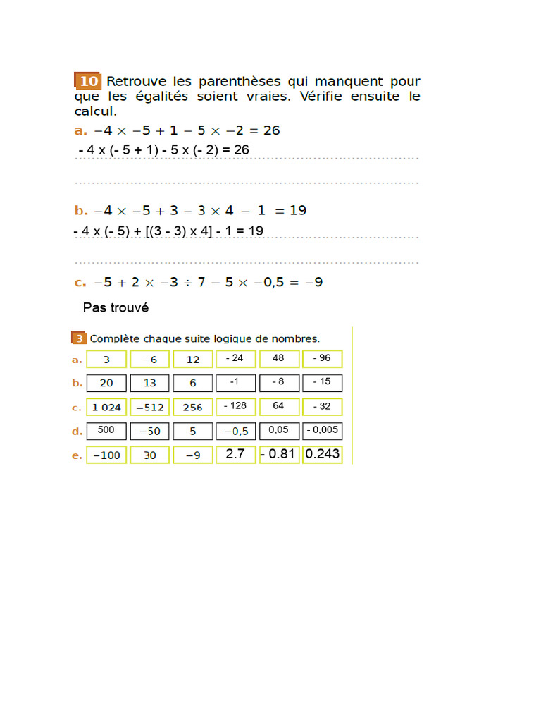 Corrigé Sésamath 6ème - Exercices Mathématiques | PDF