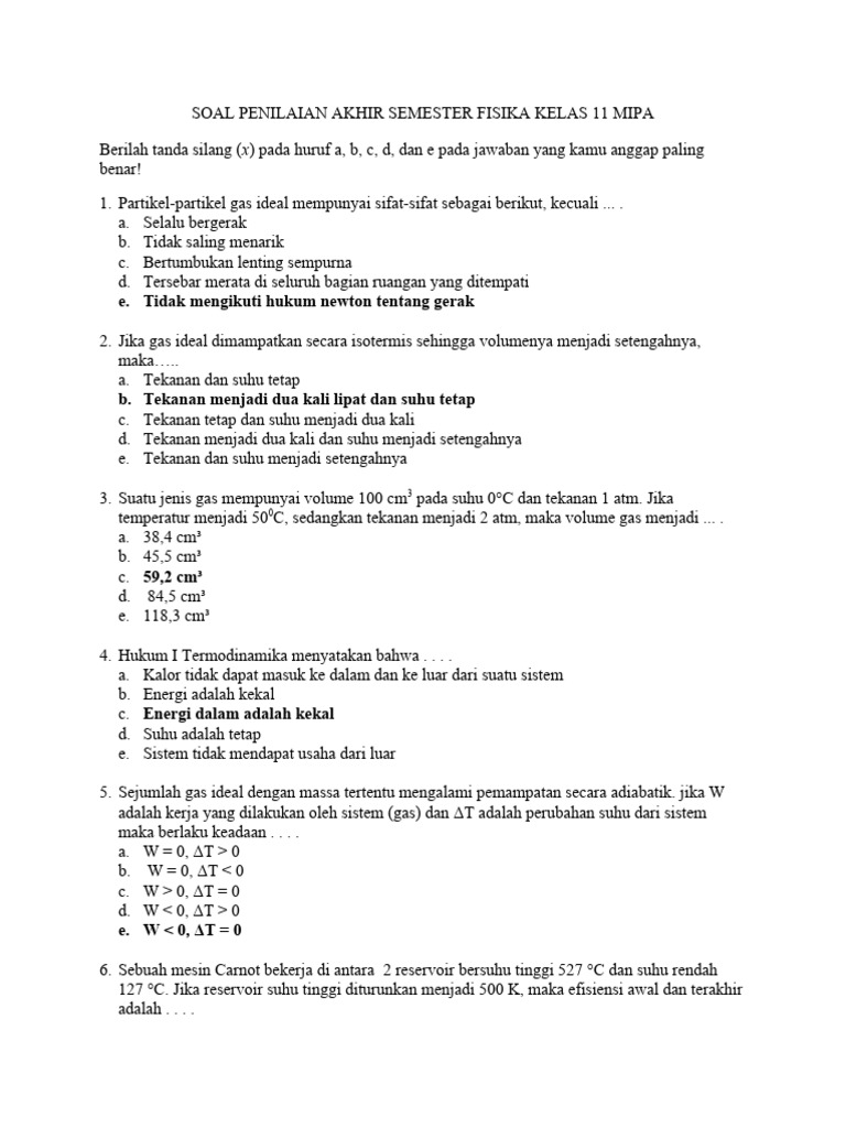 Soal Pas Fisika Kelas 11 Mipa | PDF