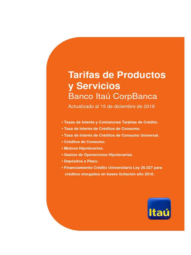 2018 05 15 - Tarifas Tasas Itau CorpBanca | PDF | Tarjeta de débito ...
