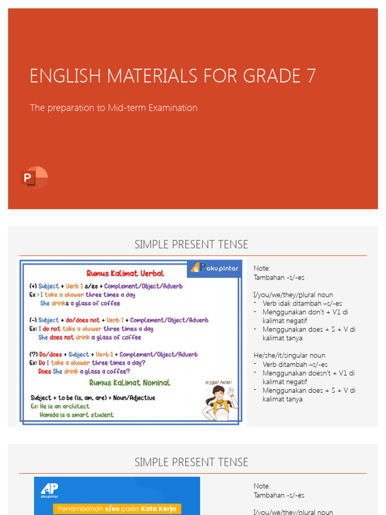 Grade 7 English: Tenses & Directions | PDF | Plural | Verb