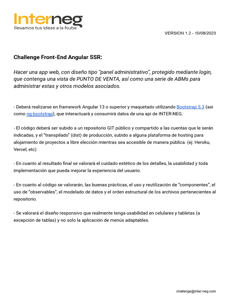 Challenge Front-End Angular SSR | PDF | Aplicación movil | Ingeniería de software