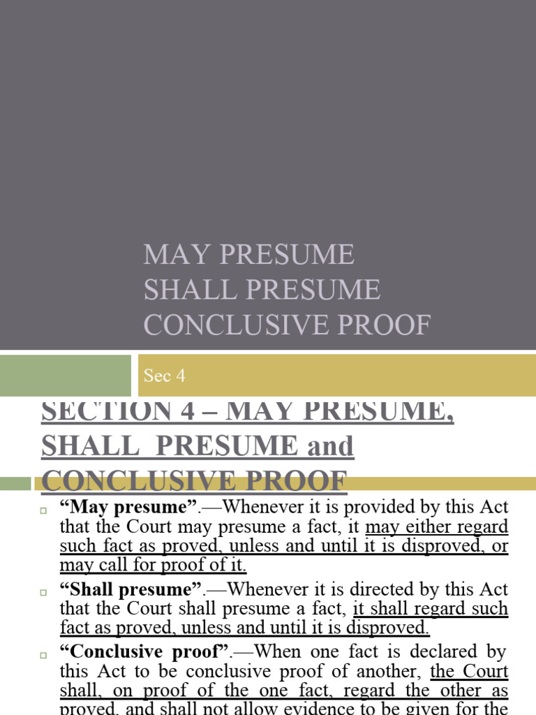 May Presume, Shall Presume, Conclusive Proof | Download Free PDF ...