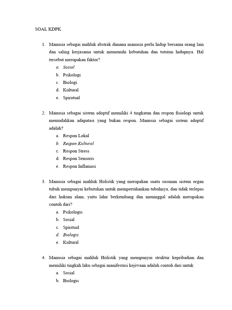 Soal KDPK I Miemie | PDF