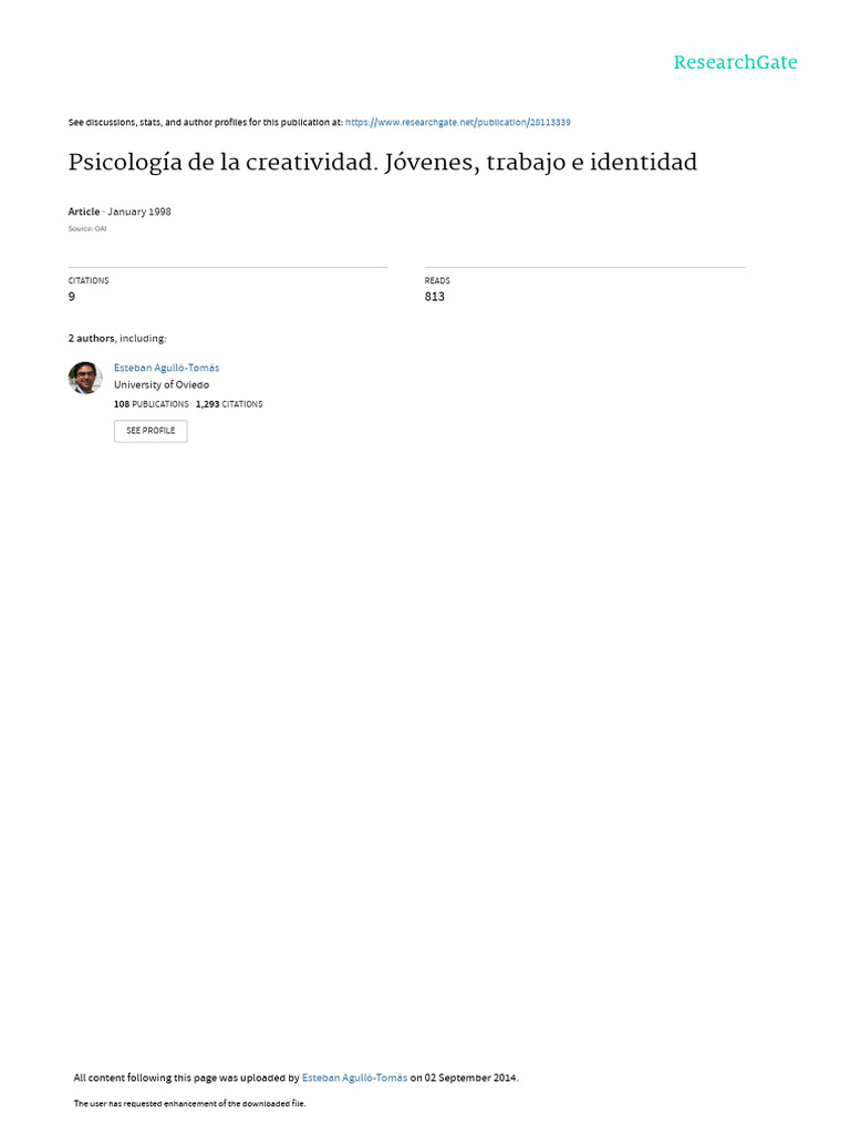 Creatividad y juventud en el trabajo | PDF | Sicología | Creatividad